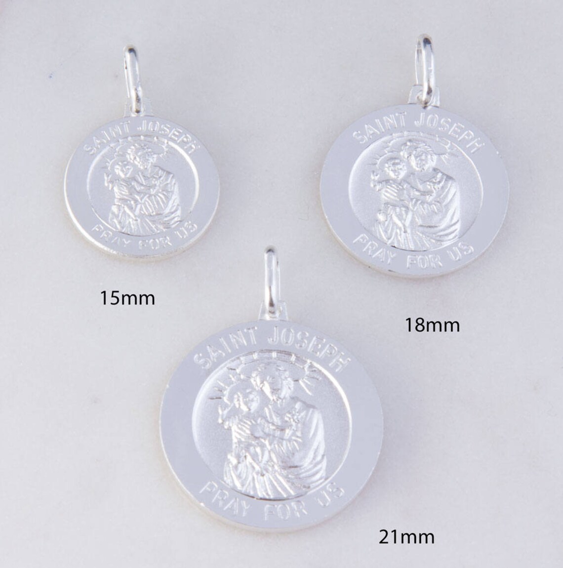 Saint Joseph Round Charm Pendant in Sterling Silver OR Gold - Etsy