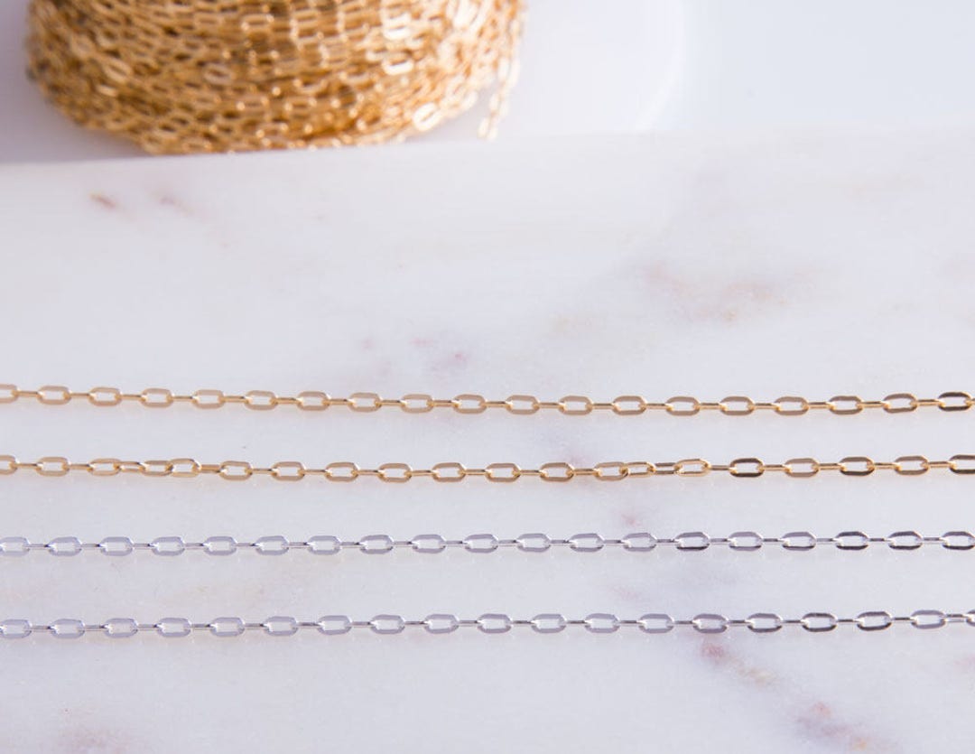 5ft-dainty Tiny Rectangle Paperclip Cable Chain by Foot in Sterling ...