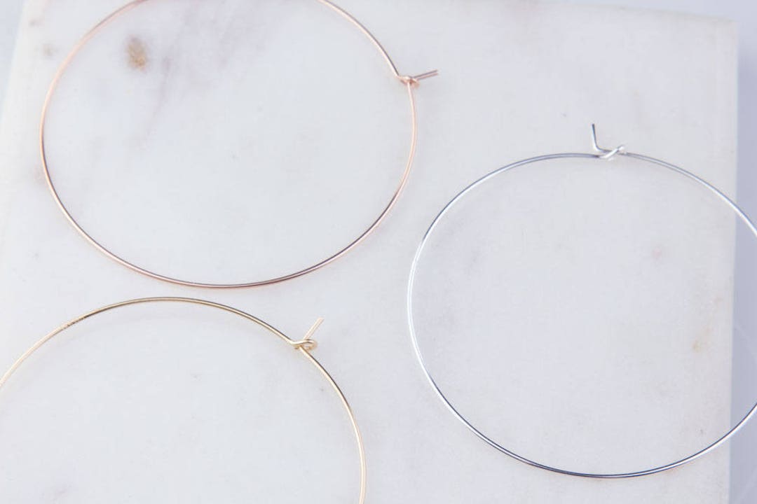Plain Hoop 50mm Earrings in Sterling Silver, Gold Filled, Rose Gold ...