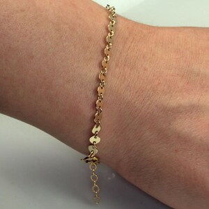 14k Gold Filled Round Disc Bracelet, Dainty Bracelet, Tiny, Delicate ...