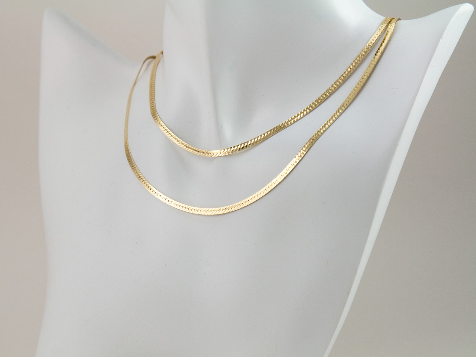 2mm - 14K Gold Filled Flat Herringbone Chain in 16 or 18 Inches, Bold ...