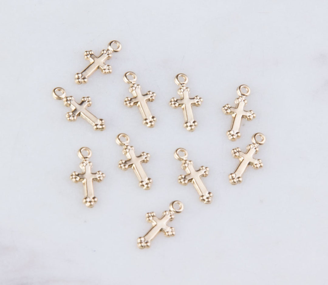 10pcs-10mm Small Cross Pendant in Gold Filled or Sterling Silver ...