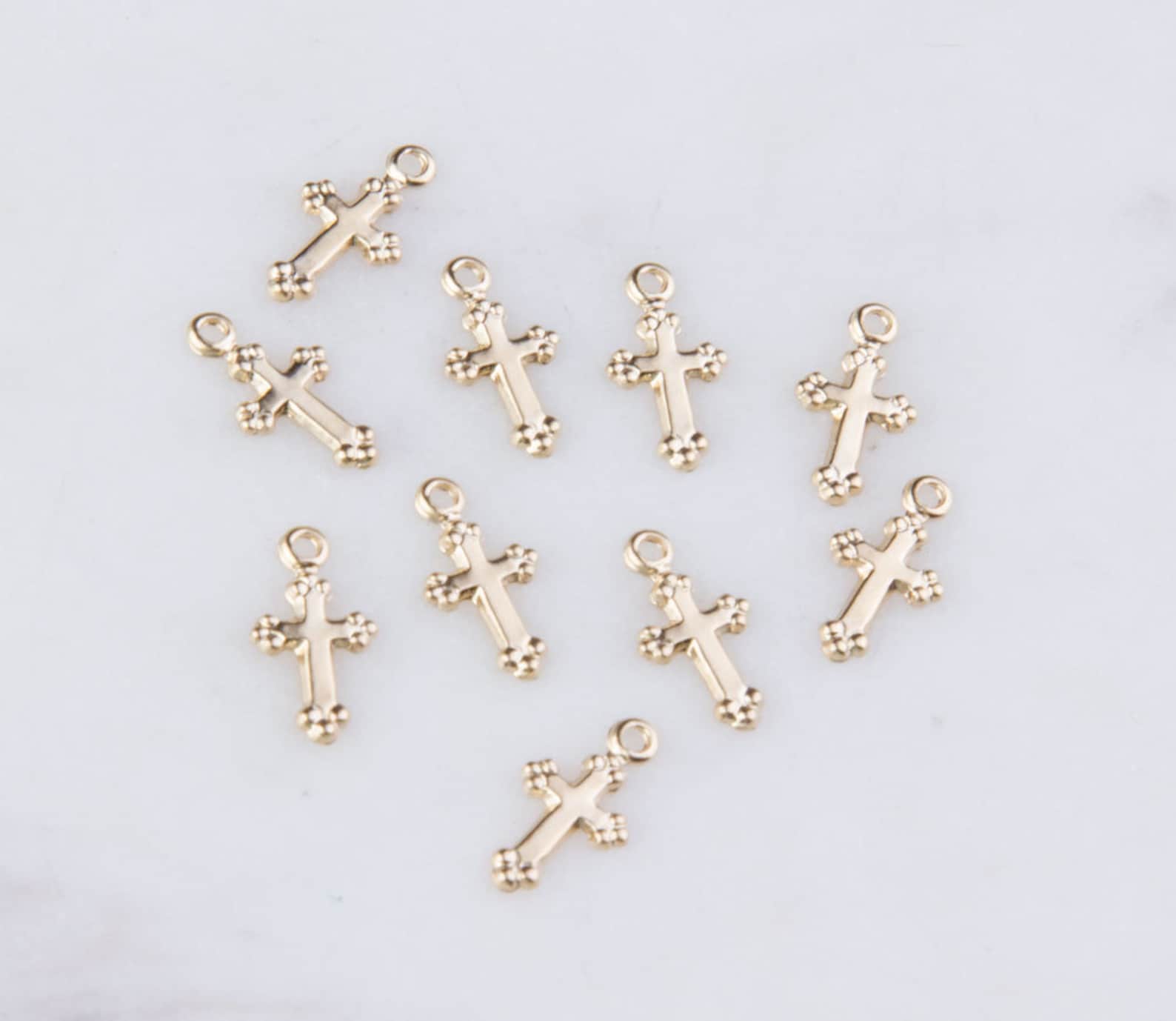 10pcs-10mm Small Cross Pendant in Gold Filled or Sterling - Etsy