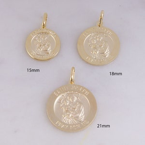 Saint Joseph Round Charm Pendant in Sterling Silver OR Gold Plated ...