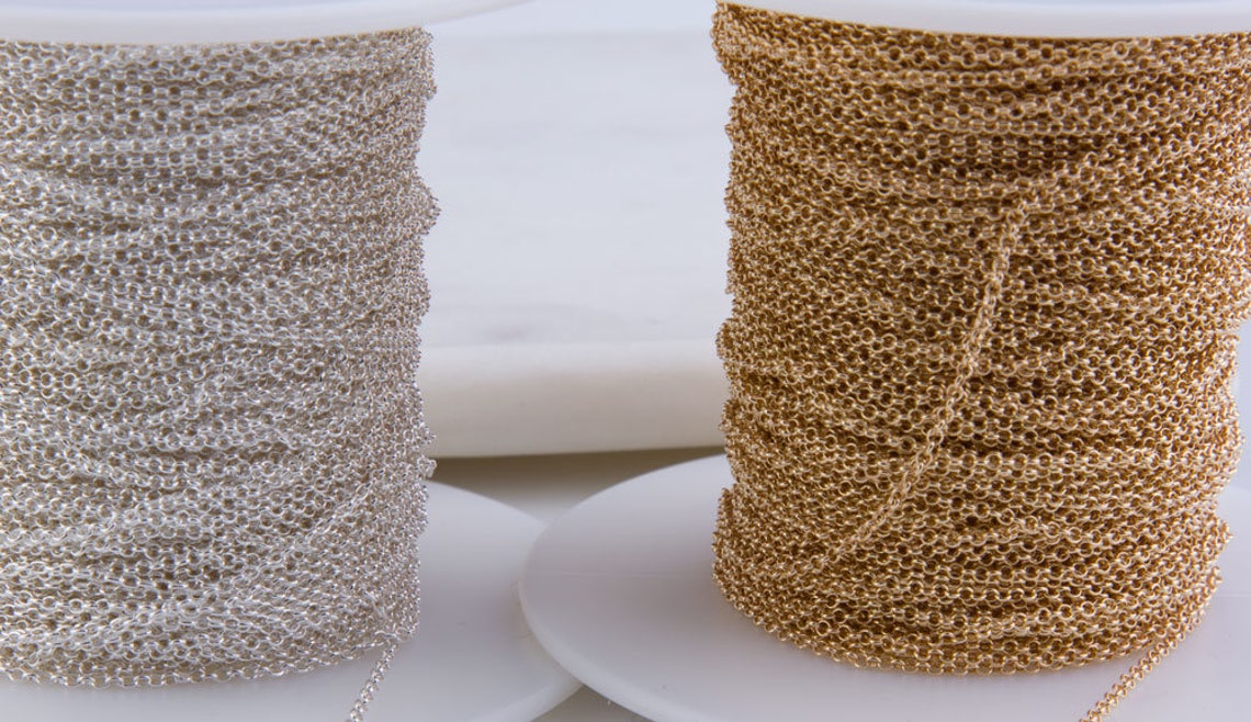 Tiny Rolo Cable Chain in Sterling Silver Gold Filled Chain - Etsy