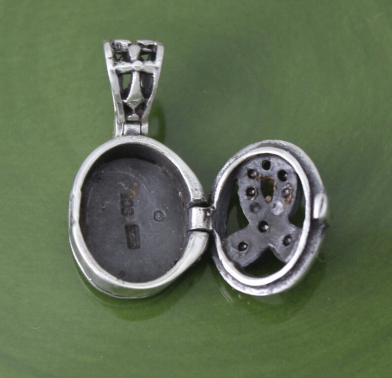 Sterling Silver Pink Awareness Locket Pink Ribbon Prayer Box | Etsy