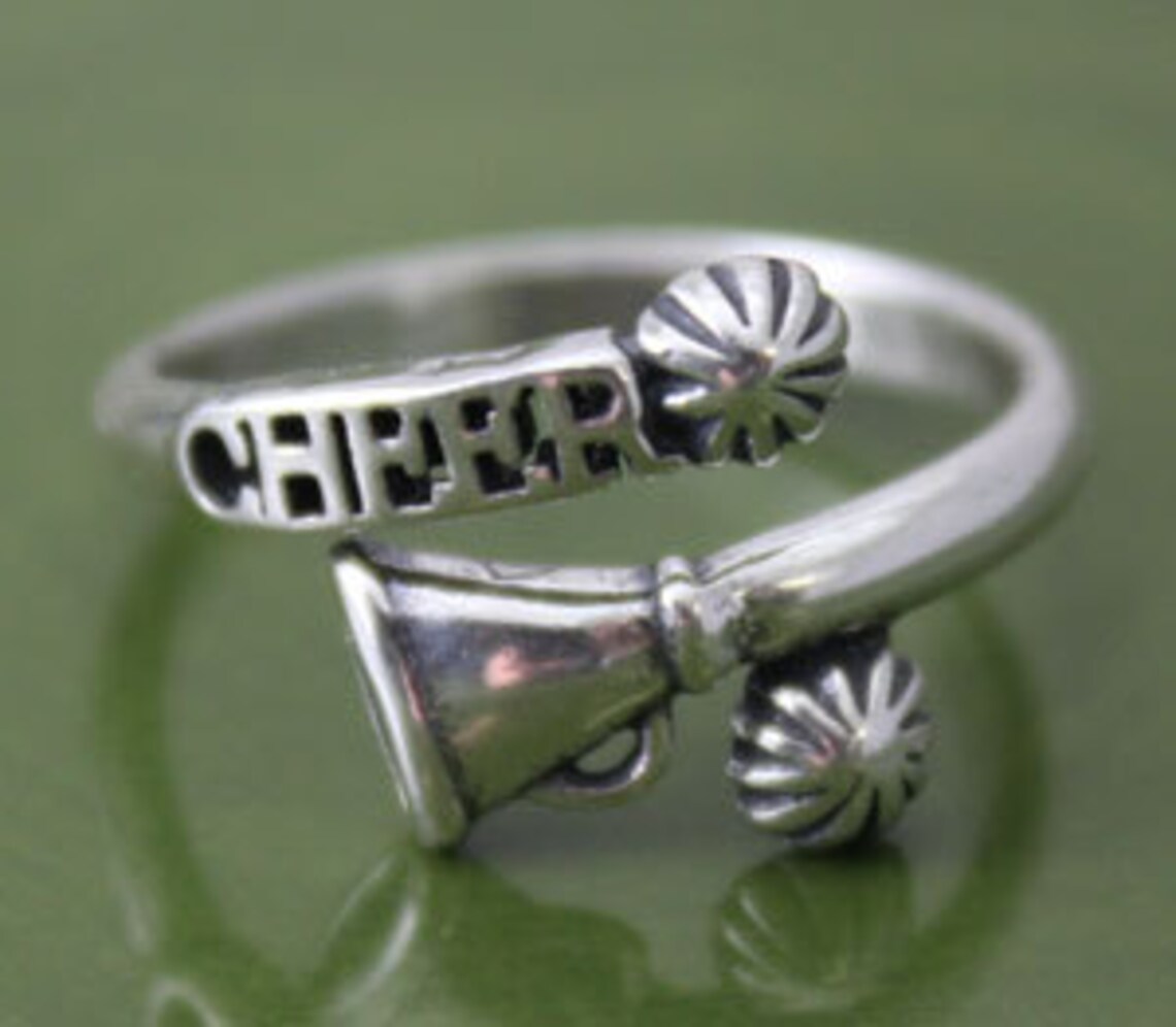 Sterling Silver Cheer, Megaphone Adjustable Ring, Gift for Her ...