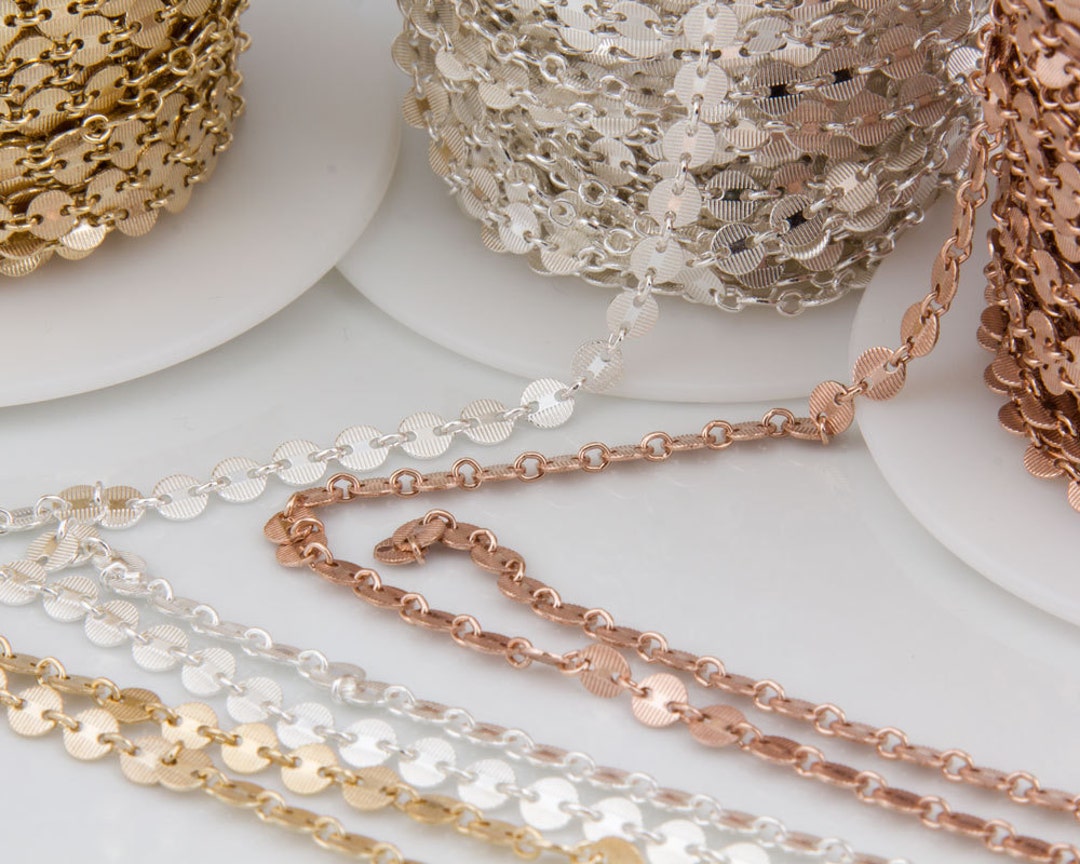 Ideal for Choker Necklace, Hammered Coin Chain by Foot, Bulk Chain by ...