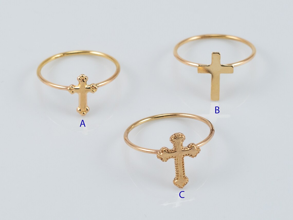 Gold Filled Cross Stackable Ring, Size 6, 7 and 8, Religion Ring ...