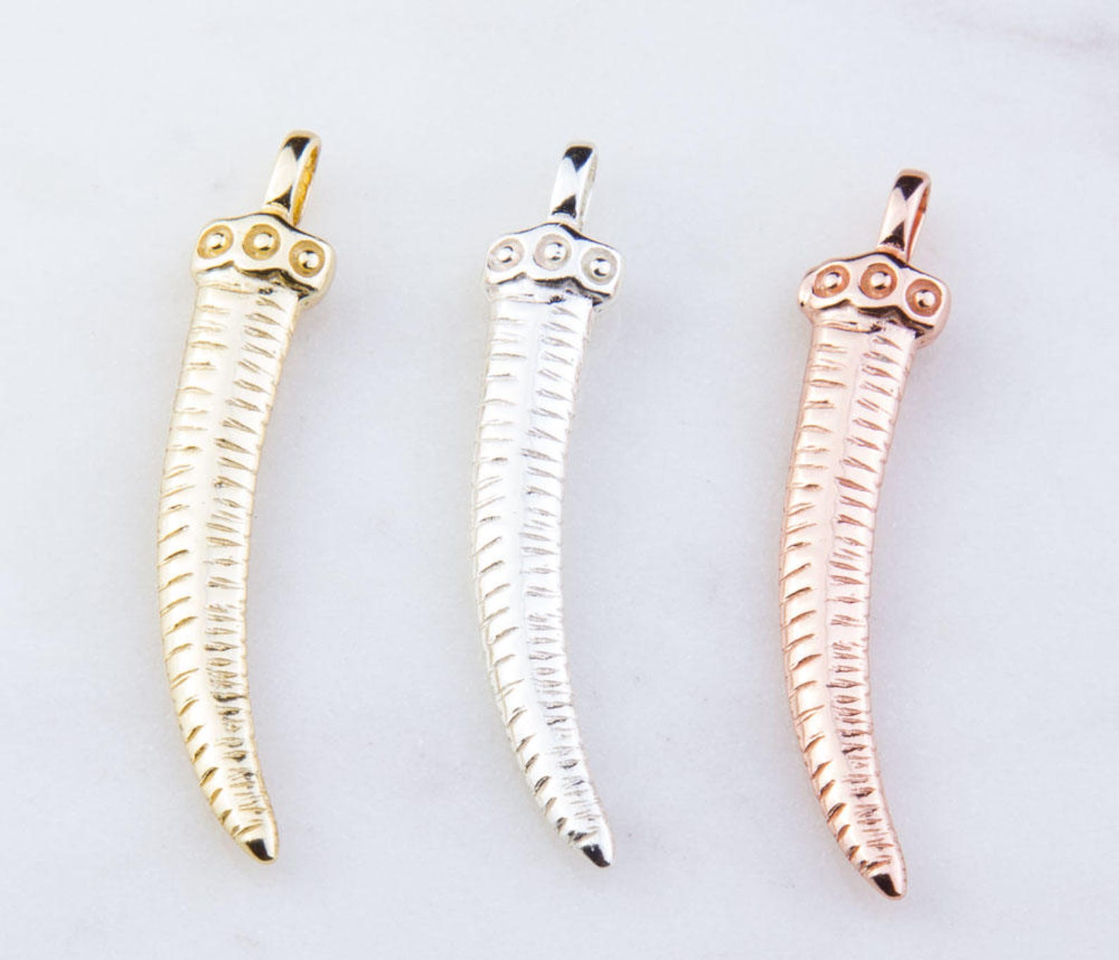 Design Horn Pendant in Silver, Gold Plated, Rose Gold Plated, Spike ...