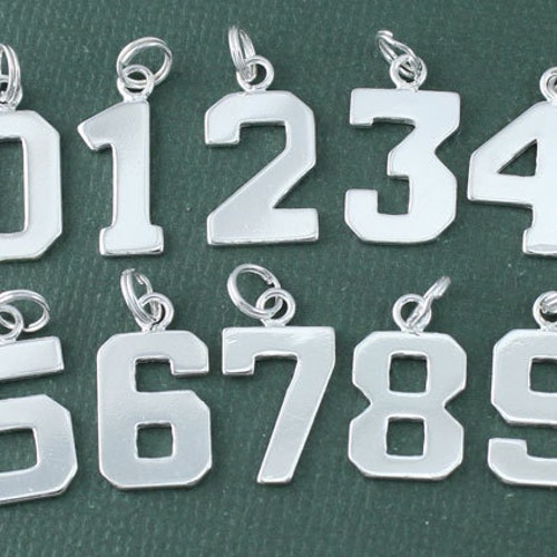 Sterling Silver Number Charms 0-9 Charm Pendant Sports - Etsy