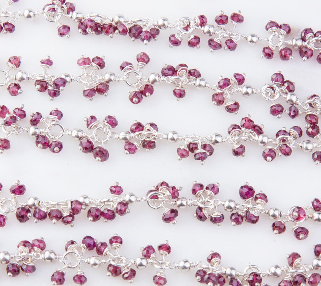 Tiny Faceted Garnet Gemstone Multiple Dangles Sterling Silver Chain by ...