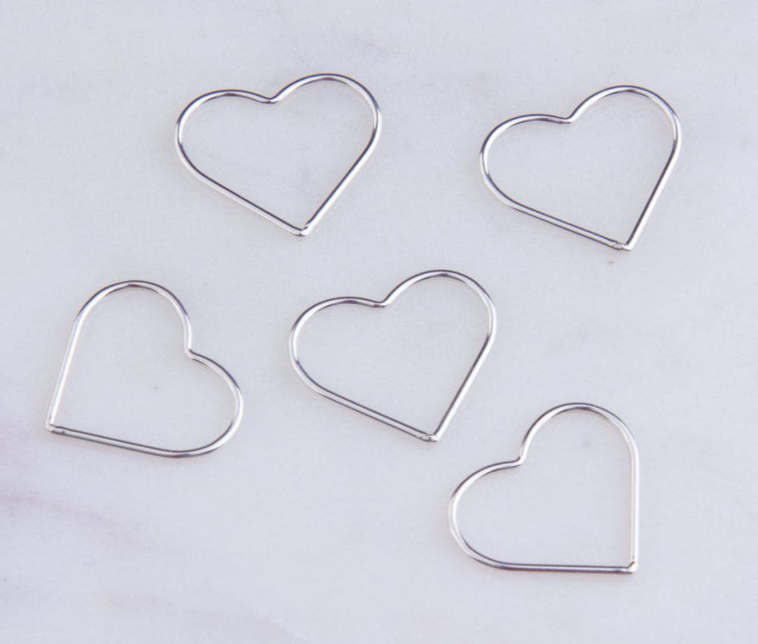 10pcs-large Wire Heart Link Connector,17.5mm X 15mm Silver, Gold Filled ...