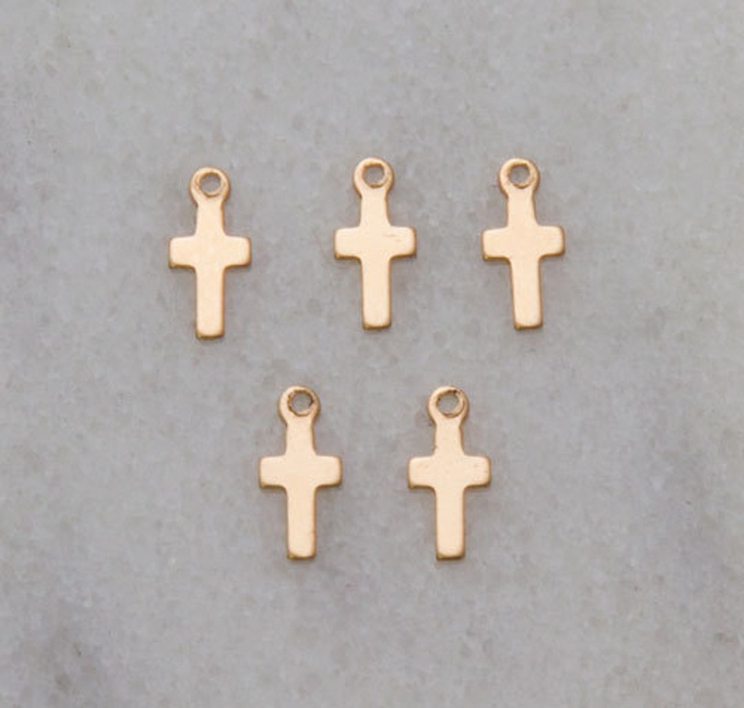 10 Pcs-7mm Tiny Skinny Cross Pendant in Sterling Silver, Gold Filled or ...