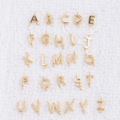 Set of 5 Tiny Gold Vertical Alphabet Letter Link Connector in - Etsy