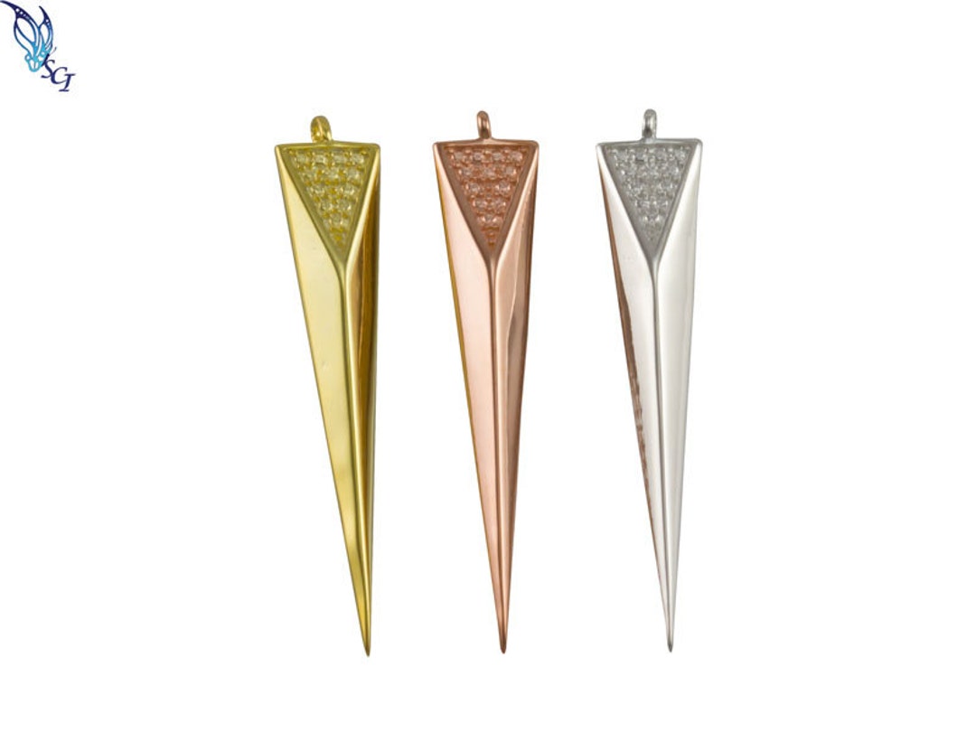 Long Textured Top Spike Pendant, Spike Pendant, Spike Earring, Modern ...