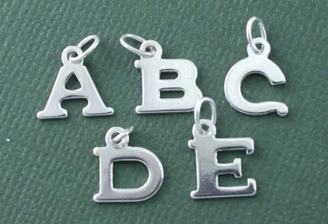5pcs-sterling Silver Alphabet Letter Charm, Tiny Letter, Alphabet ...