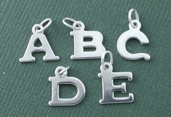 5pcs-sterling Silver Alphabet Letter Charm Tiny Letter - Etsy
