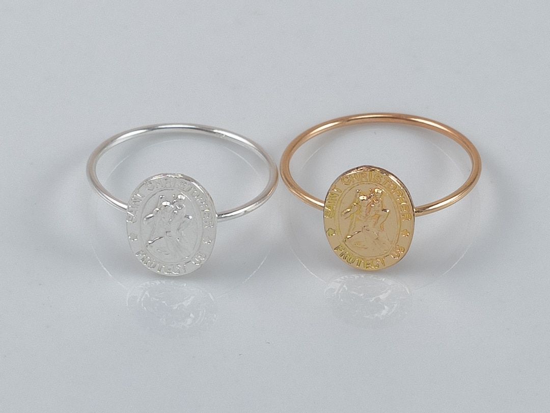 Gold Filled or Sterling Silver Saint Christopher Ring, Religious Ring ...