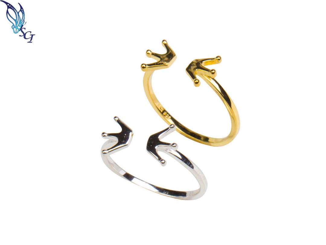 Double Crown Adjustable Midi Ring, Twin Crown Adjustable Ring, Crown ...