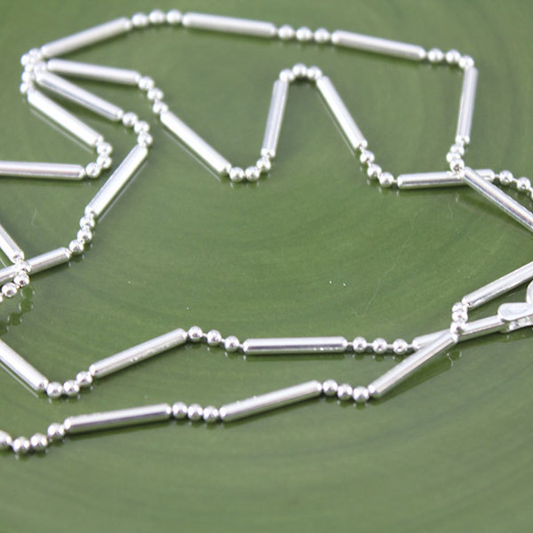 Sterling Silver 1.5mm 3 Plus 1chain Necklace, 3 Beads With Bar ...