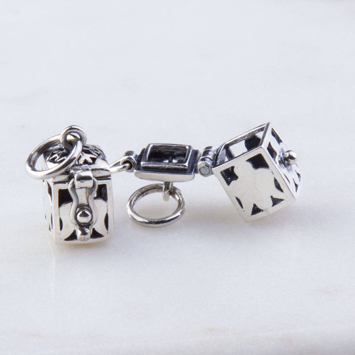 Cube Prayer Box Sterling Silver, Angel on All Four Sides Prayer Box ...