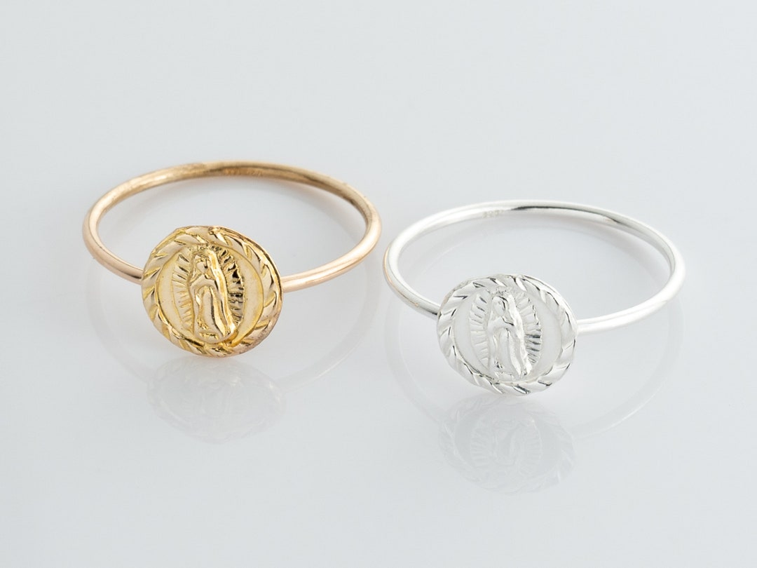 Gold Filled Our Lady of Guadalupe Charm Ring in Size 6, 7 and 8, Priced ...