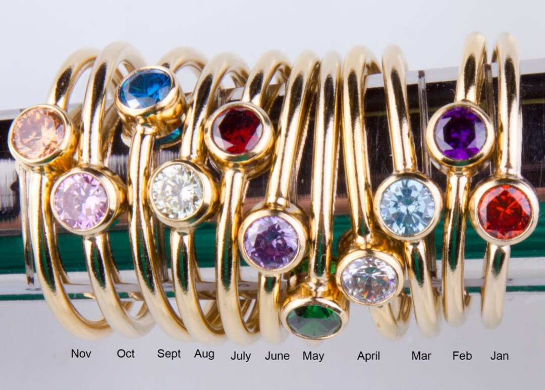 Gold Filled 4mm CZ Stackable Band Ring, Size 7 Birthstone Ring, Clear ...