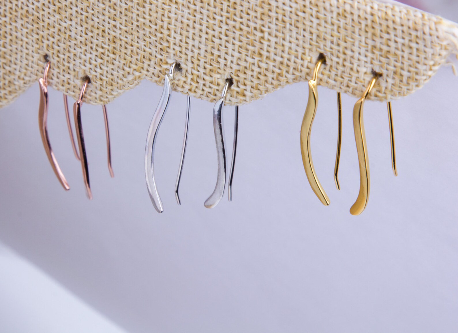 Long Ear Cuff or Drop Earrings Sterling Silver Gold Plated - Etsy