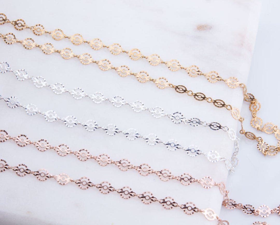 5 Feet-tiny Design Circle Plain Chain by Foot in Silver, Gold Plated or ...