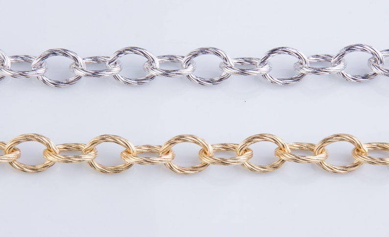 Textured Rope Large Oval Chain in Sterling Silver and Gold - Etsy