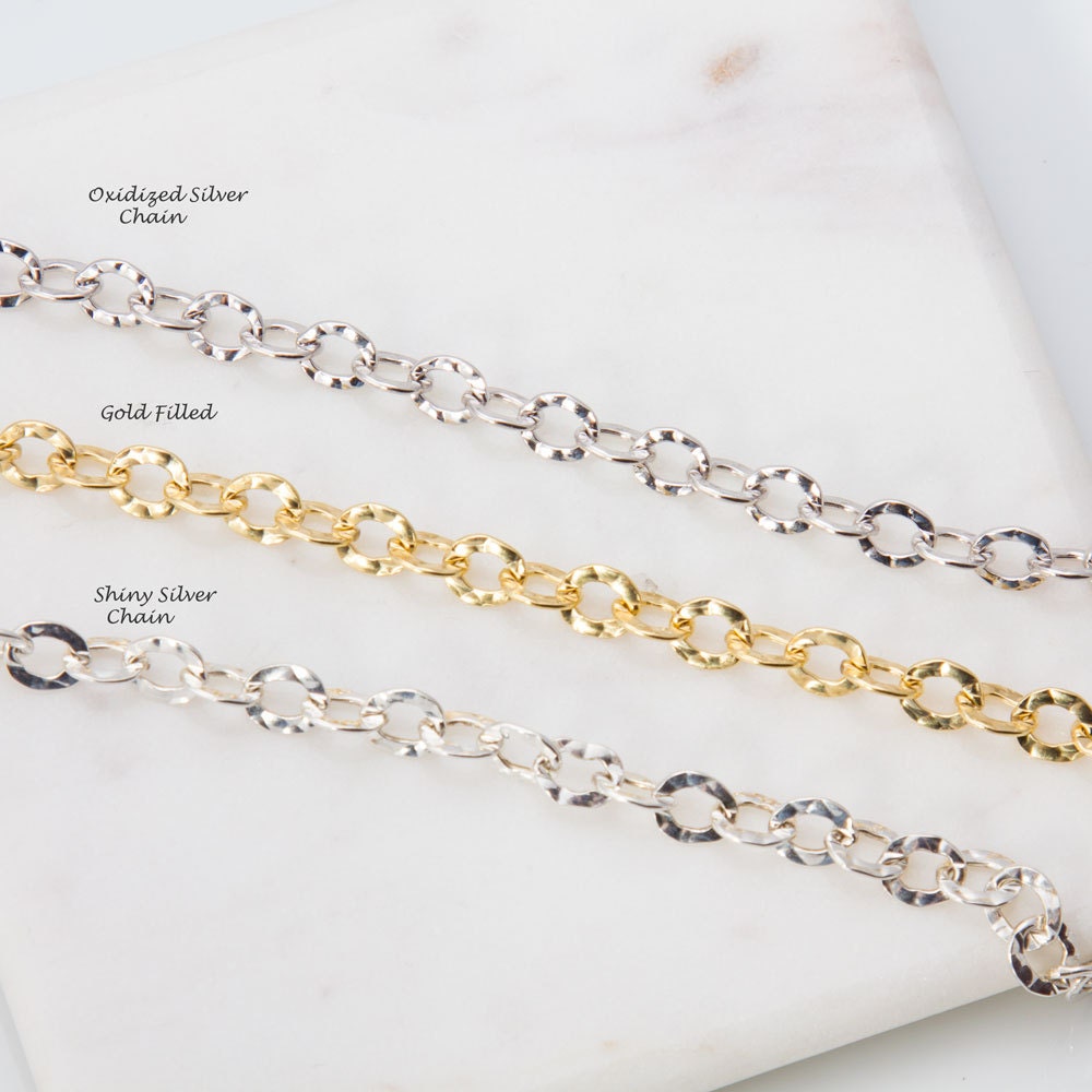 Thick, Heavy Textured Round Link Chain in Sterling Silver OR 14K Gold ...