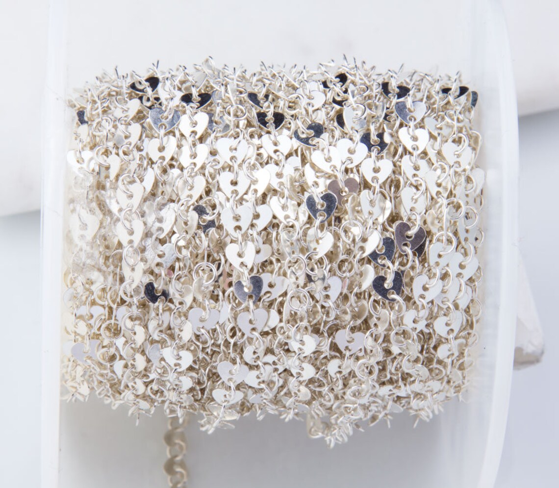 Tiny Sterling Silver Heart Chain by Foot Chain Supplies | Etsy