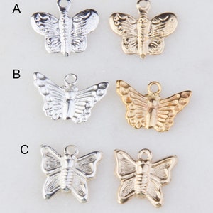 10 Pieces - Tiny Butterfly Charm in Sterling Silver, Gold Filled ...