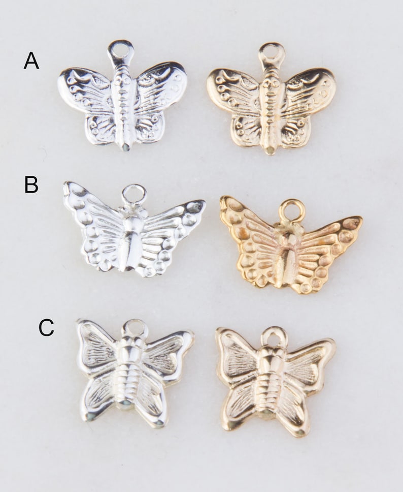 10 Pieces Tiny Butterfly Charm in Sterling Silver Gold - Etsy