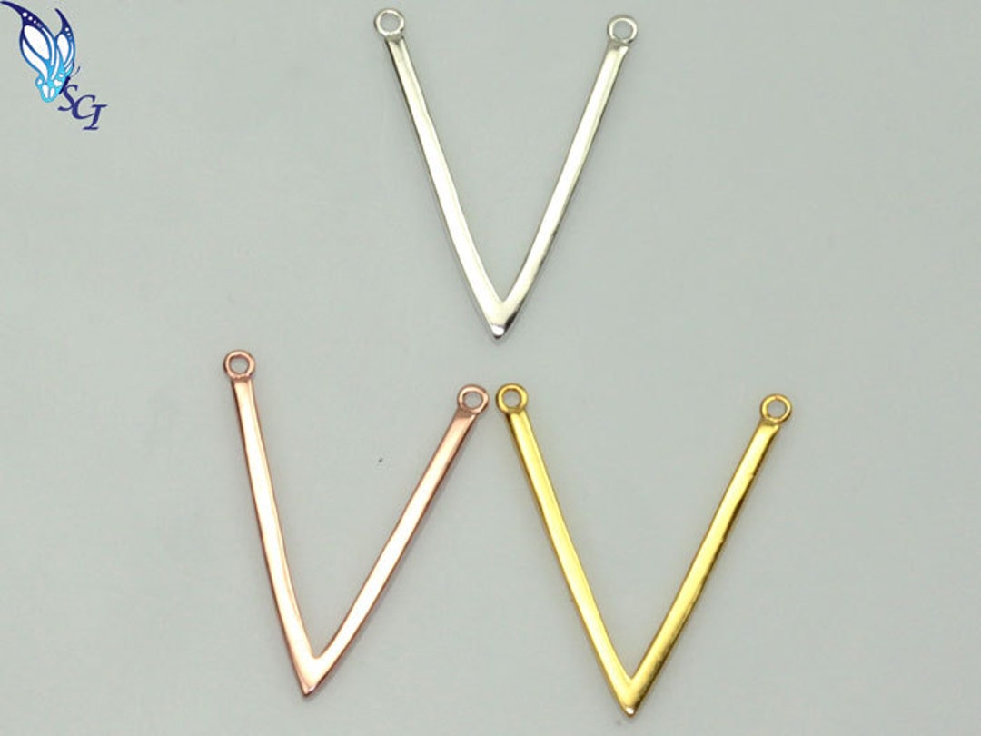 3pcs V Chevron Link Connector, Sterling Silver, Rose Gold Plated, Gold ...