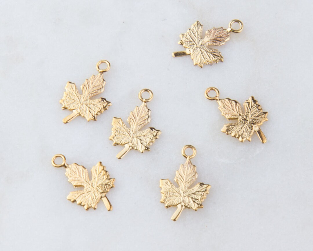 5 Pcs- Tiny Maple Leaf Charm in Sterling Silver and Gold Filled, Fall ...