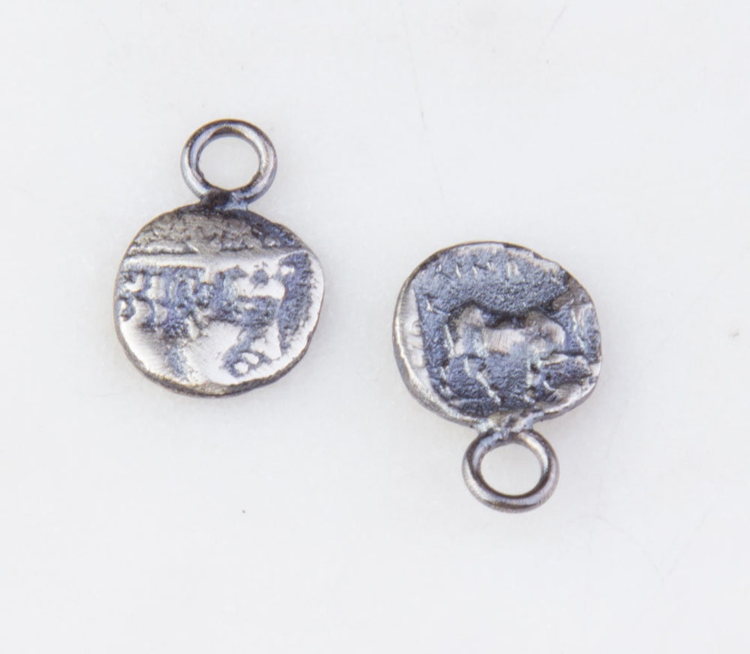 Set of 3 - 10mm Roman, Greek Medallion Coin Charm in Oxidized Sterling ...