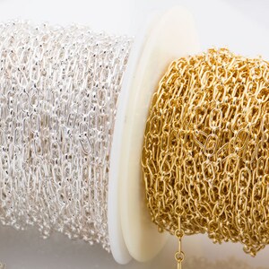 Rectangle Chains by Foot in Sterling Silver, 14K Gold Filled, Jewelry ...