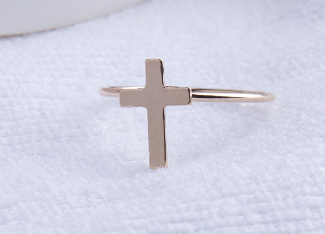 Gold Filled Cross Stackable Ring, Size 6, 7 and 8, Religion Ring ...