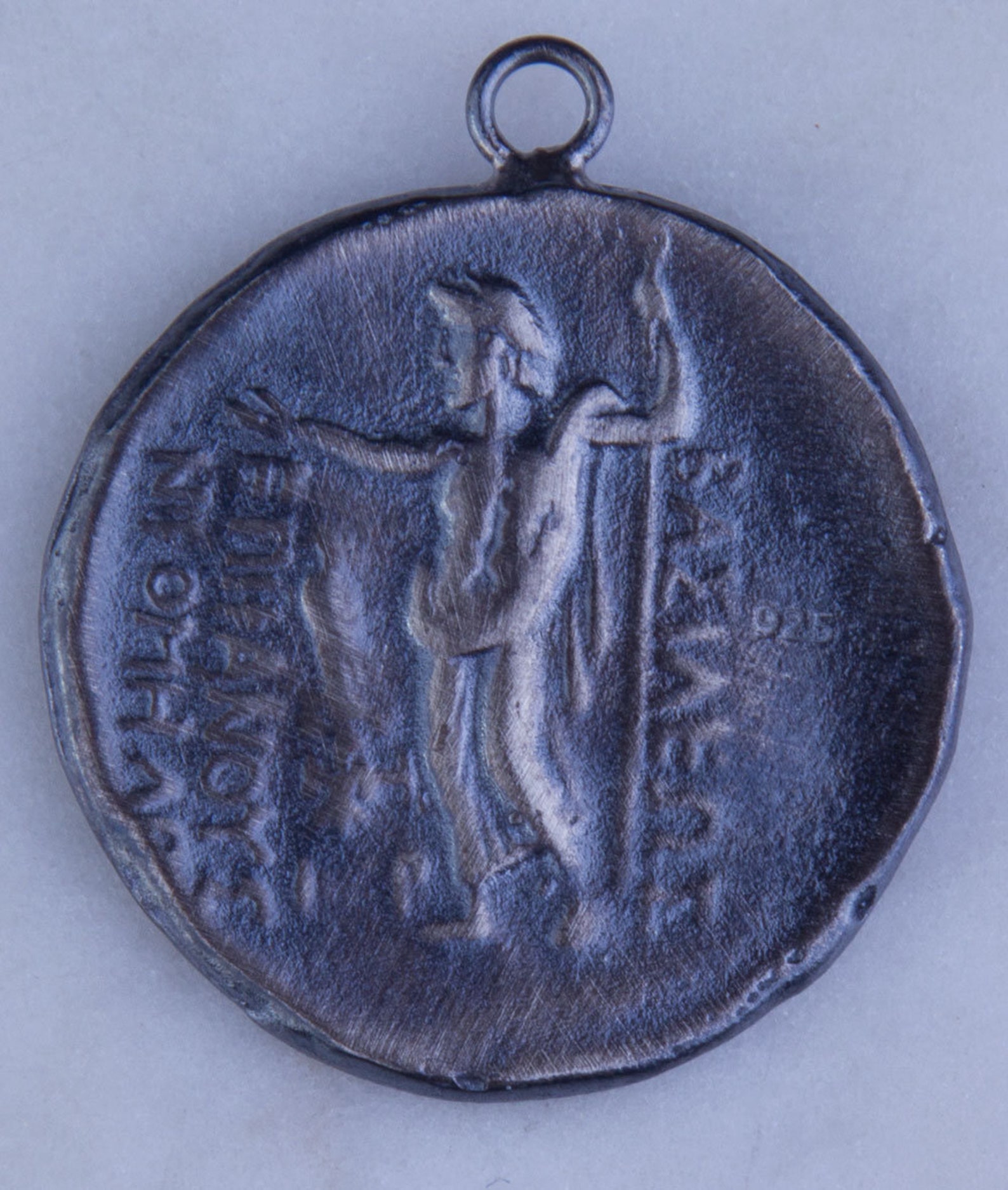 Large Roman Greek Medallion Coin Pendant in Oxidized Sterling - Etsy
