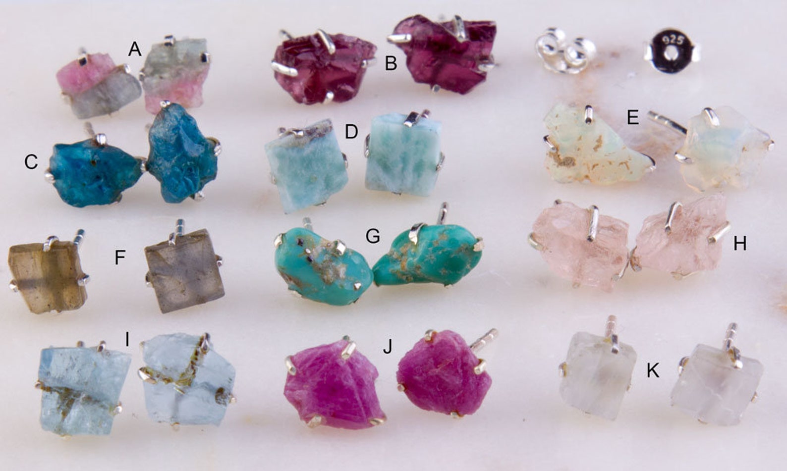Gemstone Raw Rock Studs Earrings Earring Findings Semi - Etsy