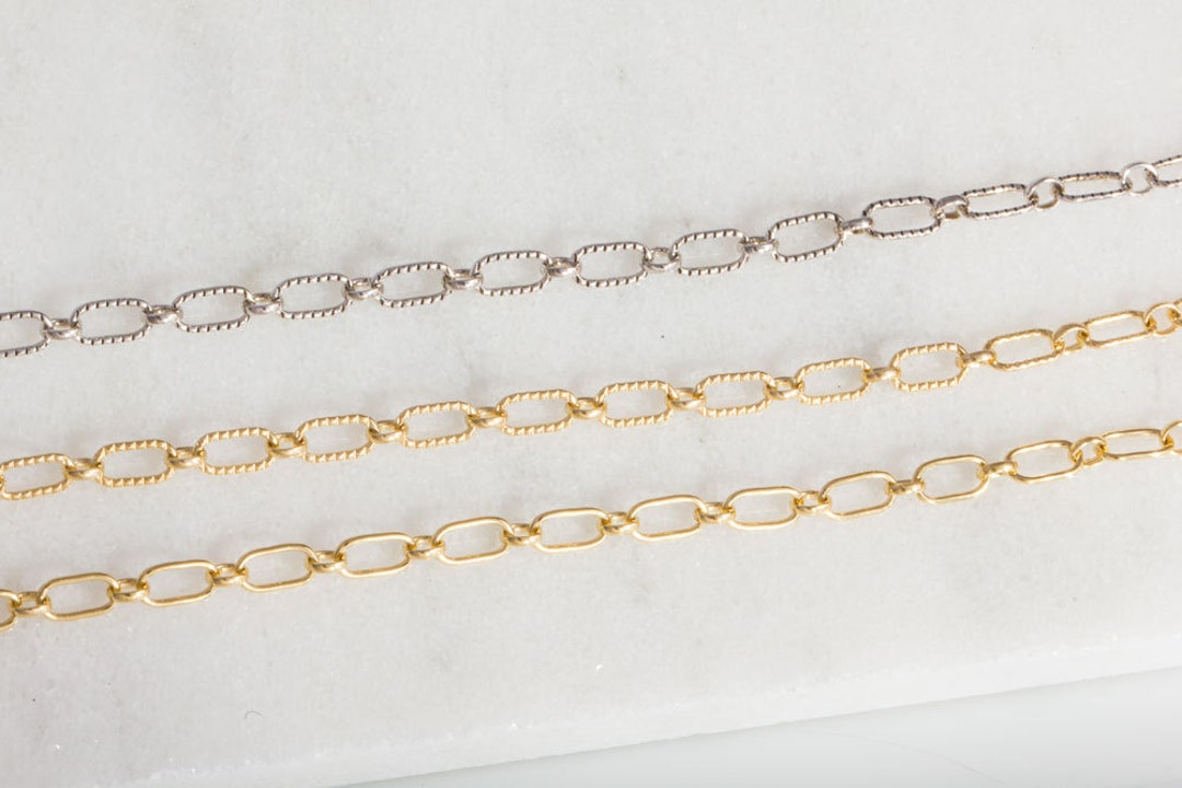 Rectangle Chains by Foot in Sterling Silver, 14K Gold Filled, Jewelry ...