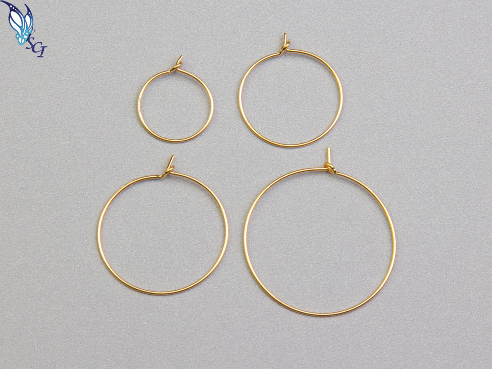 2 Pairs Gold Wire Hoop Earrings Gold Filled Hoopsminimalist - Etsy