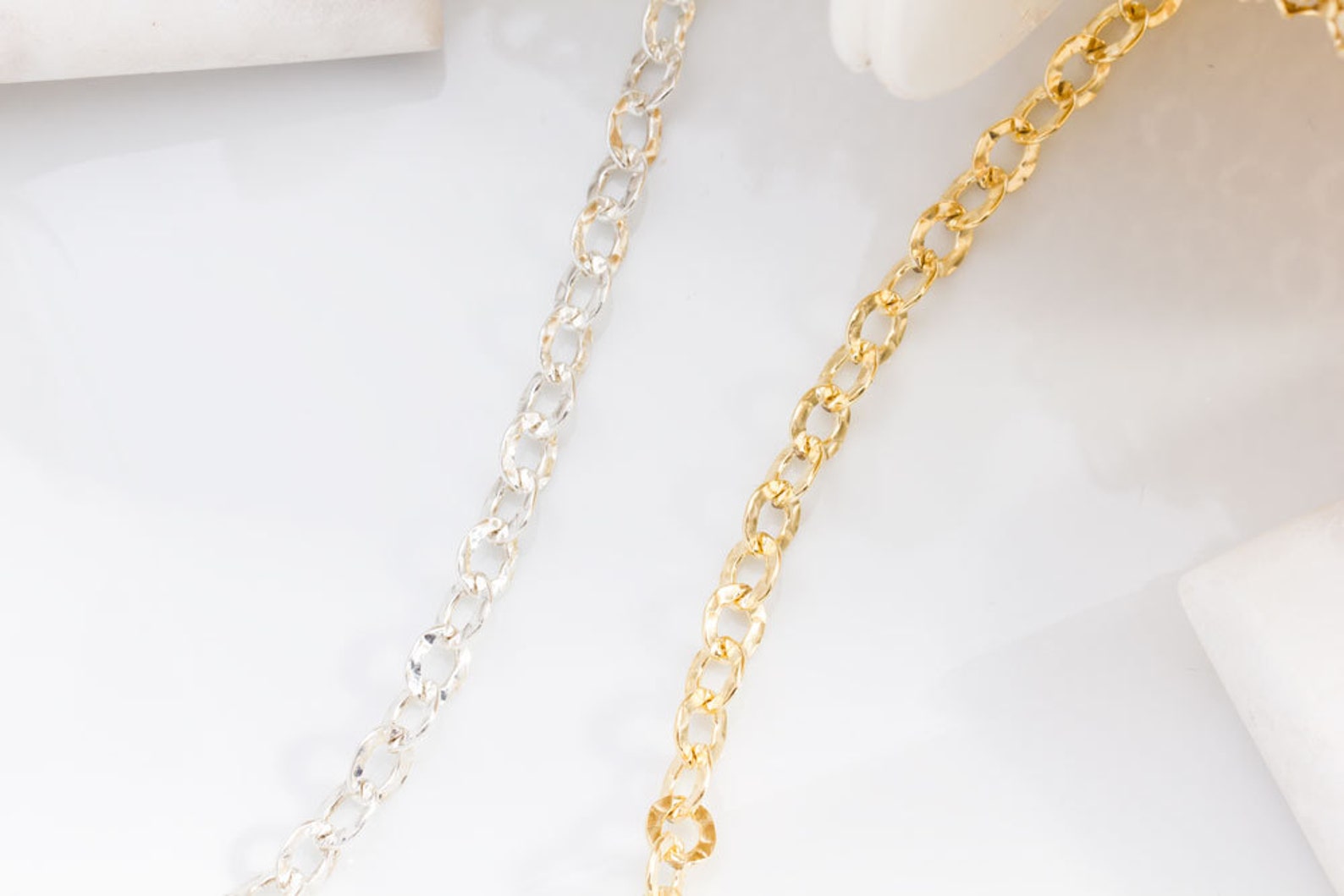 Thick, Heavy Textured Round Link Chain in Sterling Silver OR 14K Gold ...