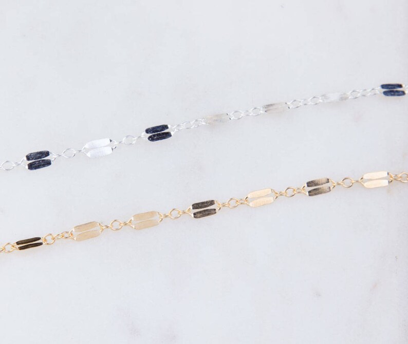 Medium Lace Chain Double Bar Lace Link Chain, Sterling Silver, Gold ...
