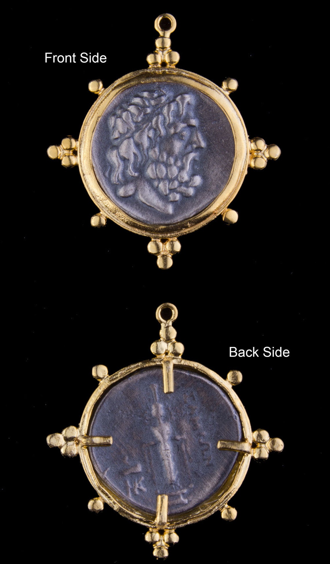 Roman Greek Large Coin With Gold Bezel Pendant Ancient Two | Etsy