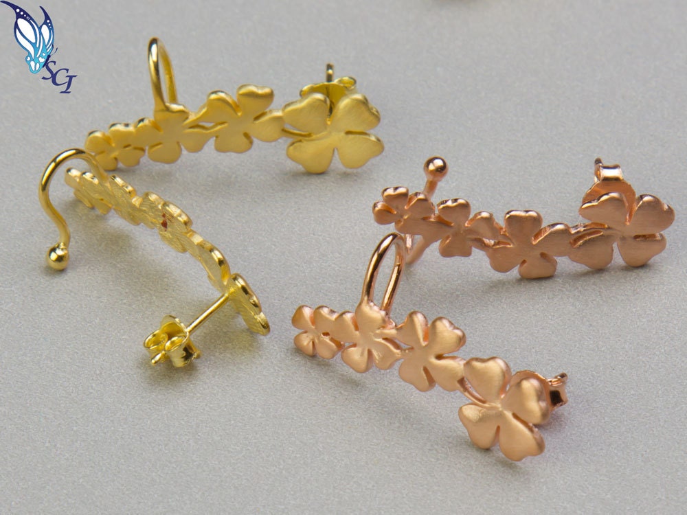 Four Leaf Clover Ear Crawler, Four Leaf Clover Earring, Earring ...