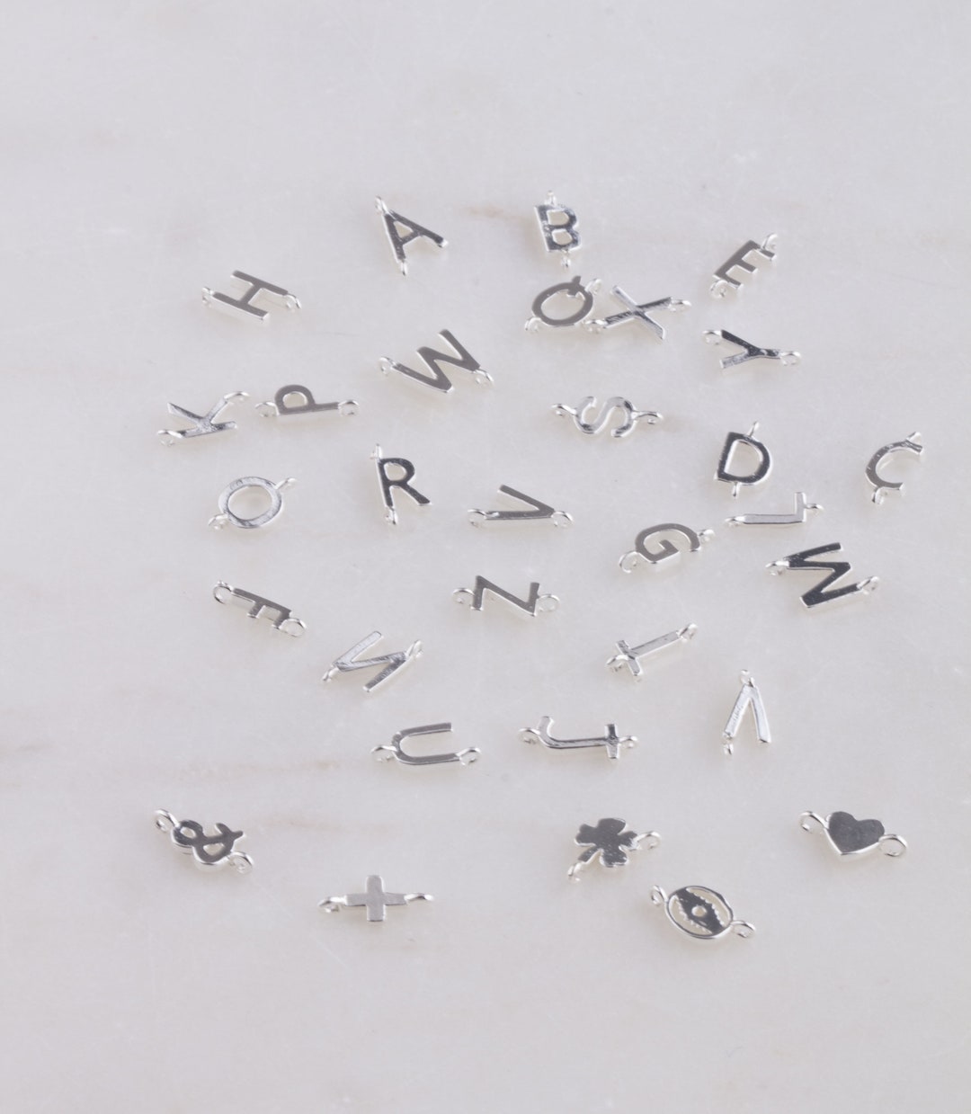 Set of 5 Tiny Sterling Silver (open Loop) Vertical Alphabet Letter ...