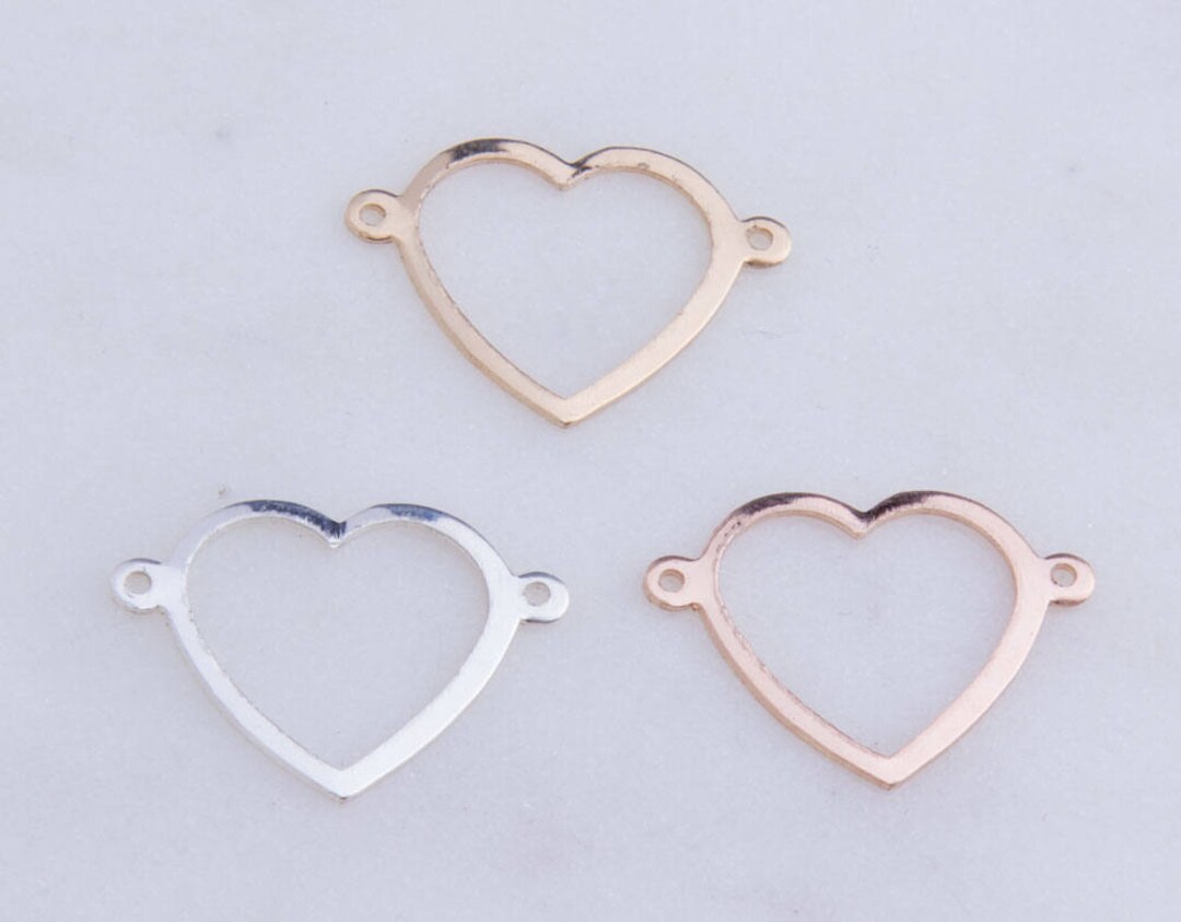 5pcs-24 Gauge Small Cutout Heart Link Connector for Bracelet,silver ...
